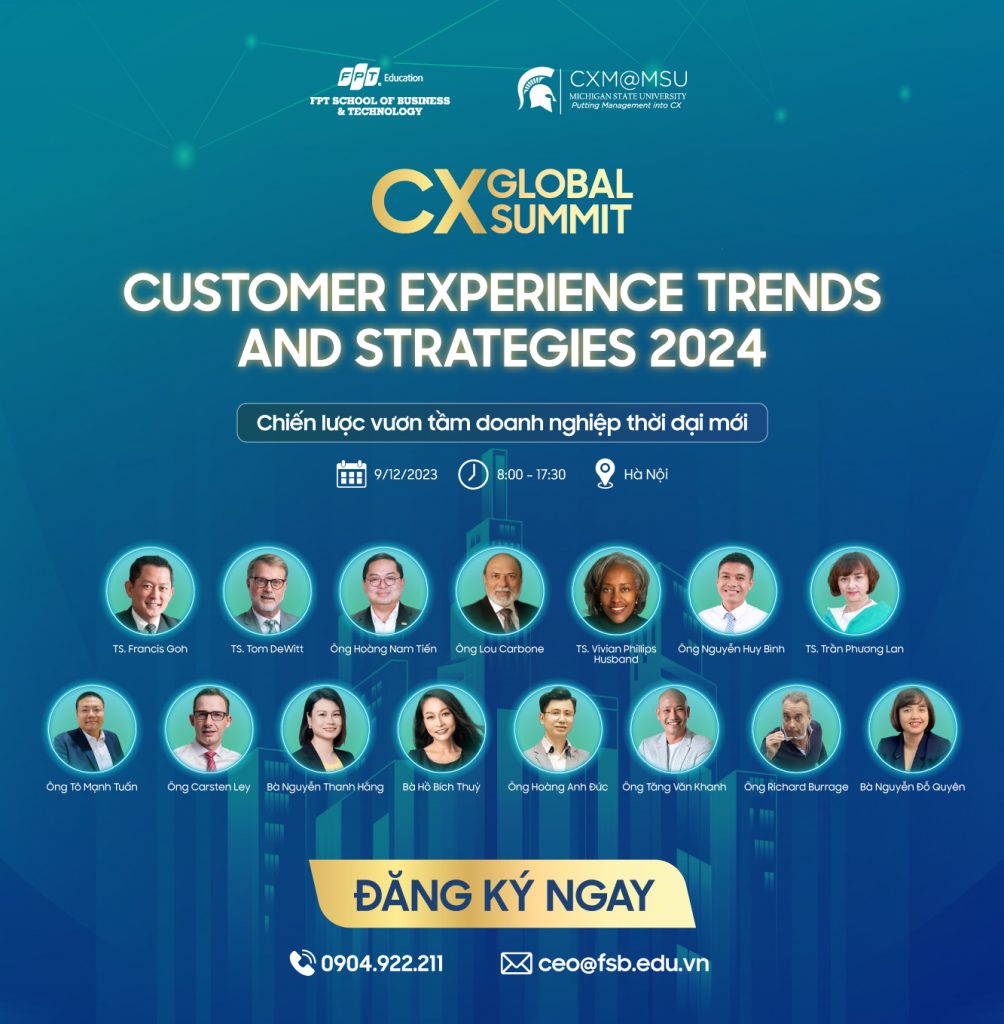 Thông báo Global CX Summit “CUSTOMER EXPERIENCE TRENDS AND STRATEGIES 2024” tổ chức 9/12/2023 ...